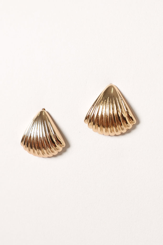 Shell Shaped Earrings - Gold - Petal & Pup