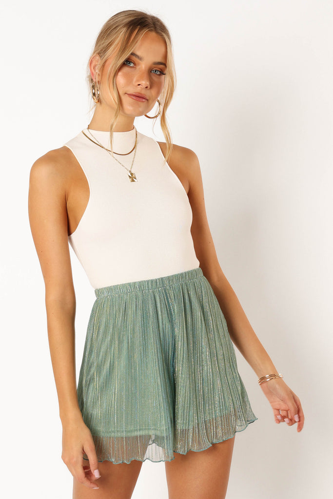 Nancy Plisse Shorts - Aqua - Petal & Pup