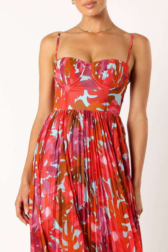 Achanti Pleated Maxi Dress - Pink Azalea - Petal & Pup
