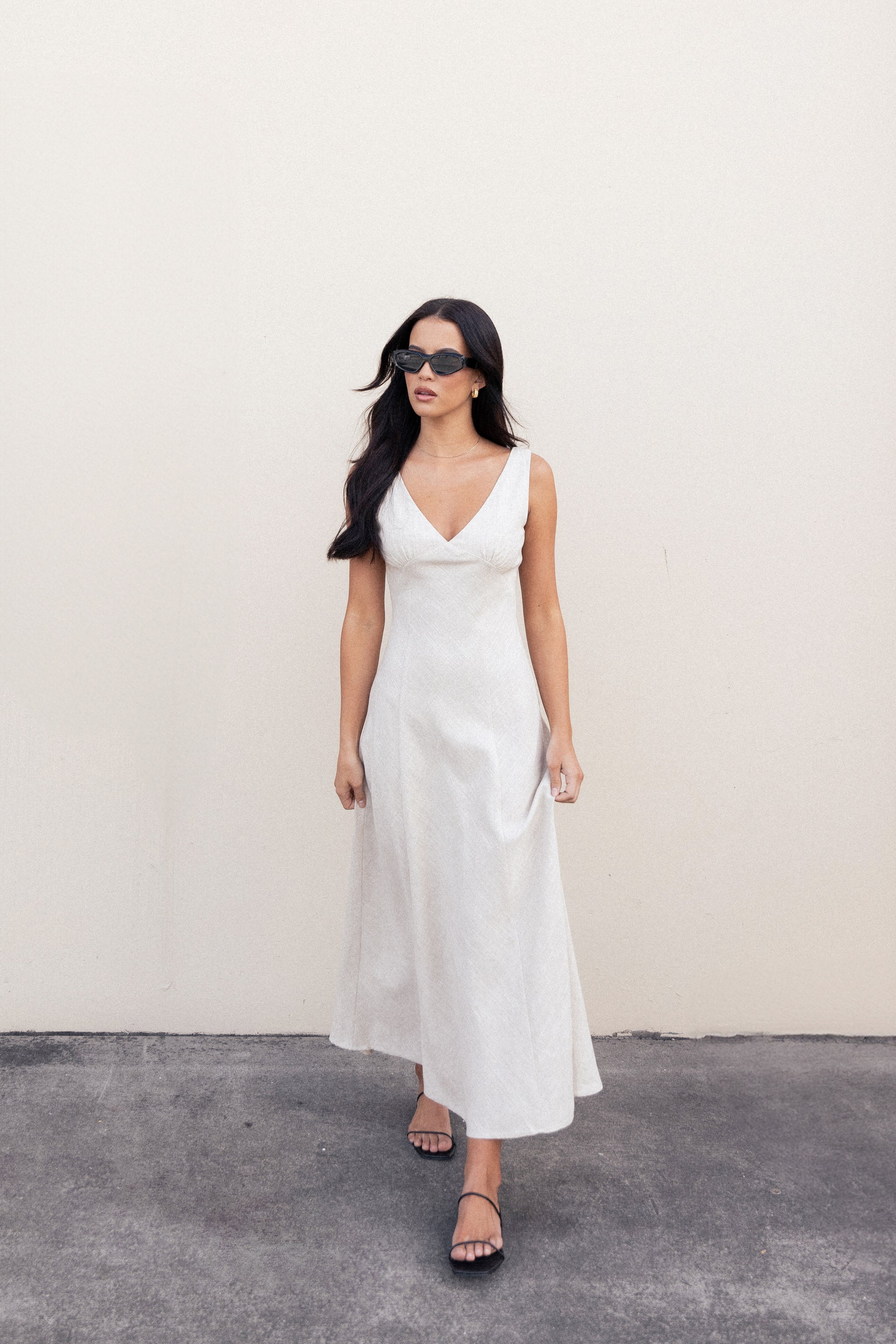 Adren Midi Dress - Oatmeal | Petal & Pup