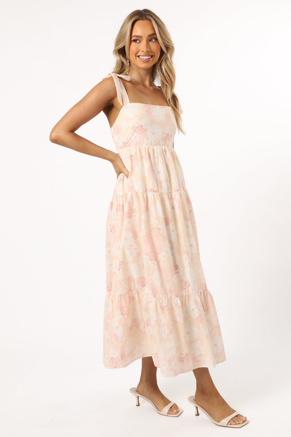 Andi Midi Dress - Pink White Floral - Petal & Pup
