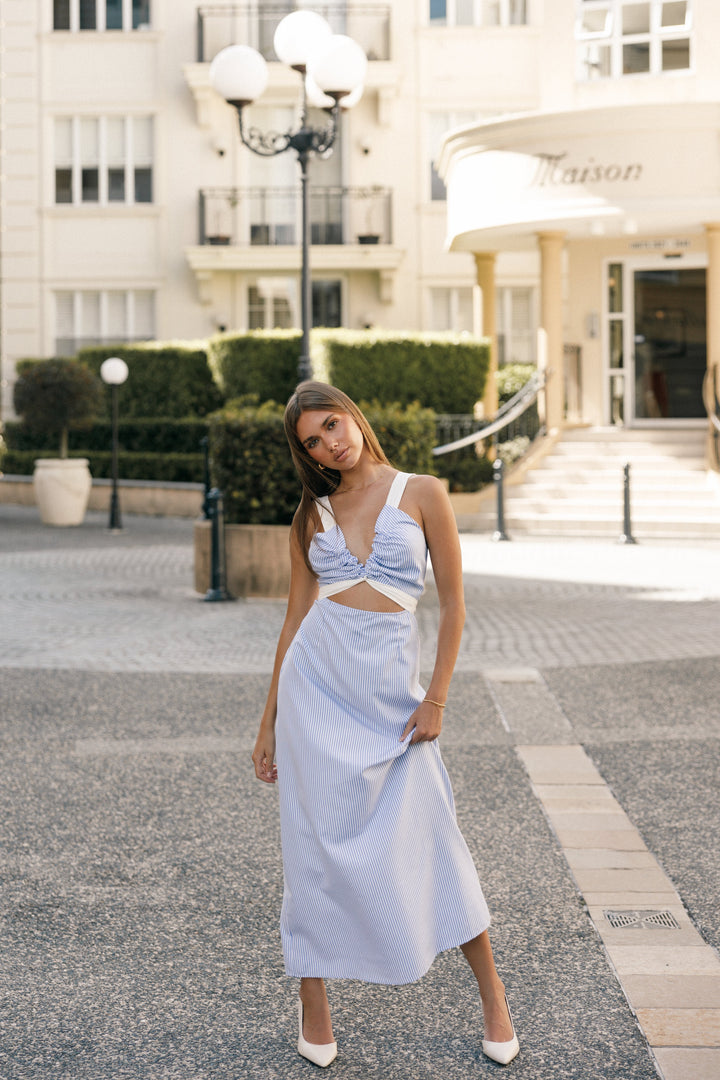 Bailee Maxi Dress - Blue Stripe - Petal & Pup