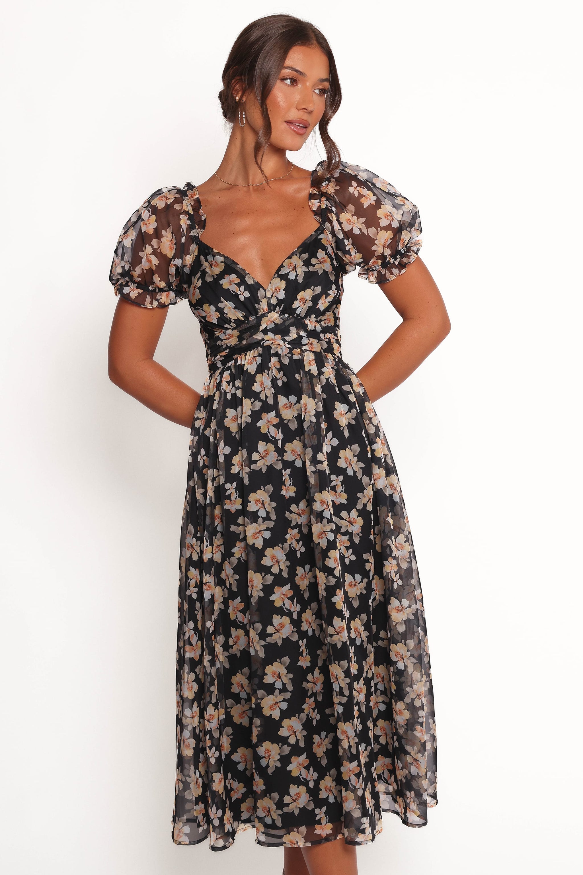 Farryn Maxi Dress - Black Beige Floral | Petal & Pup
