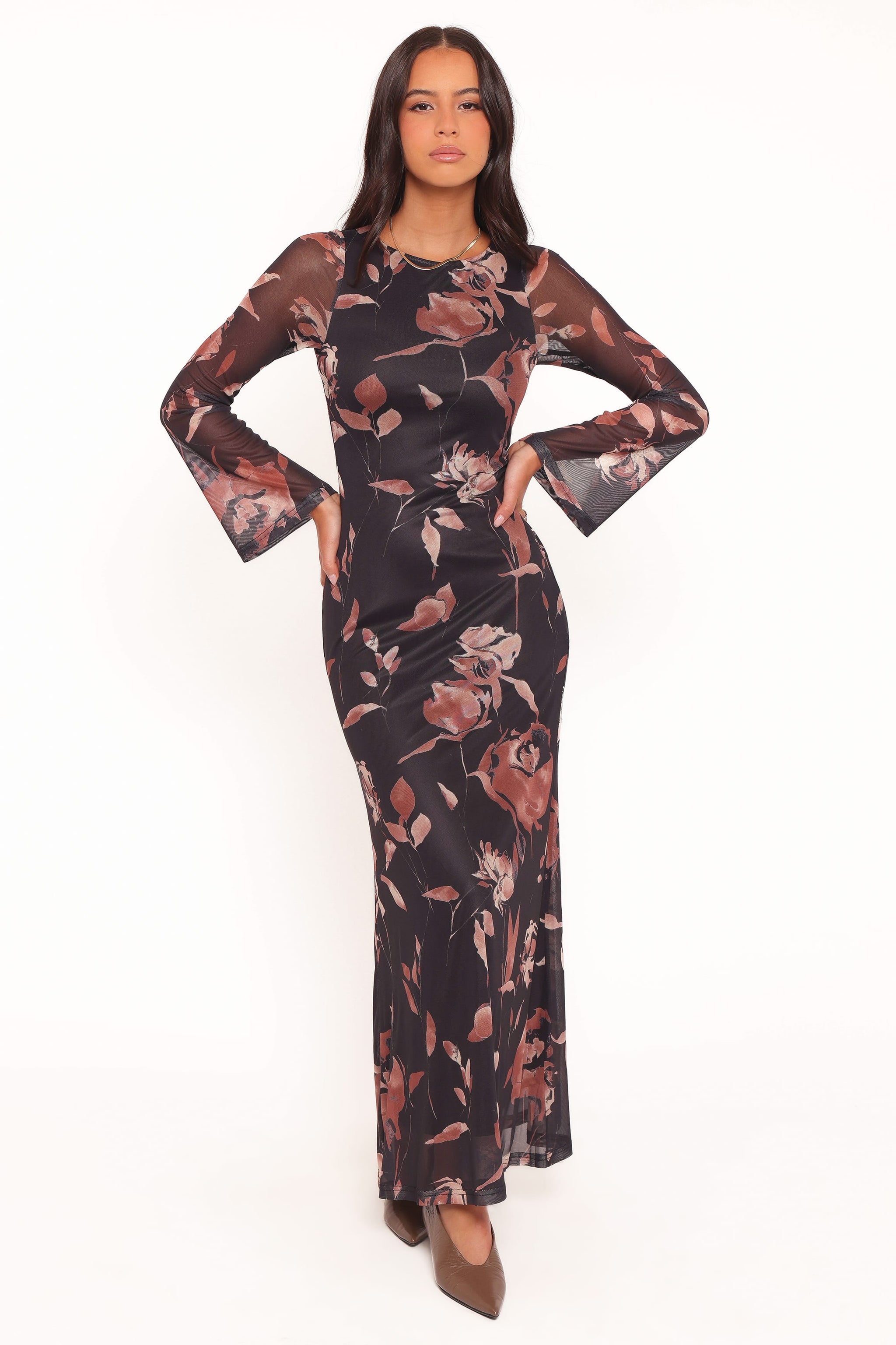 Pablo Long Sleeve Maxi Dress - Black Floral | Petal & Pup
