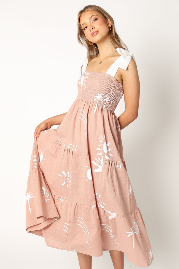 Sarelle Midi Dress - Tan Blush - Petal & Pup