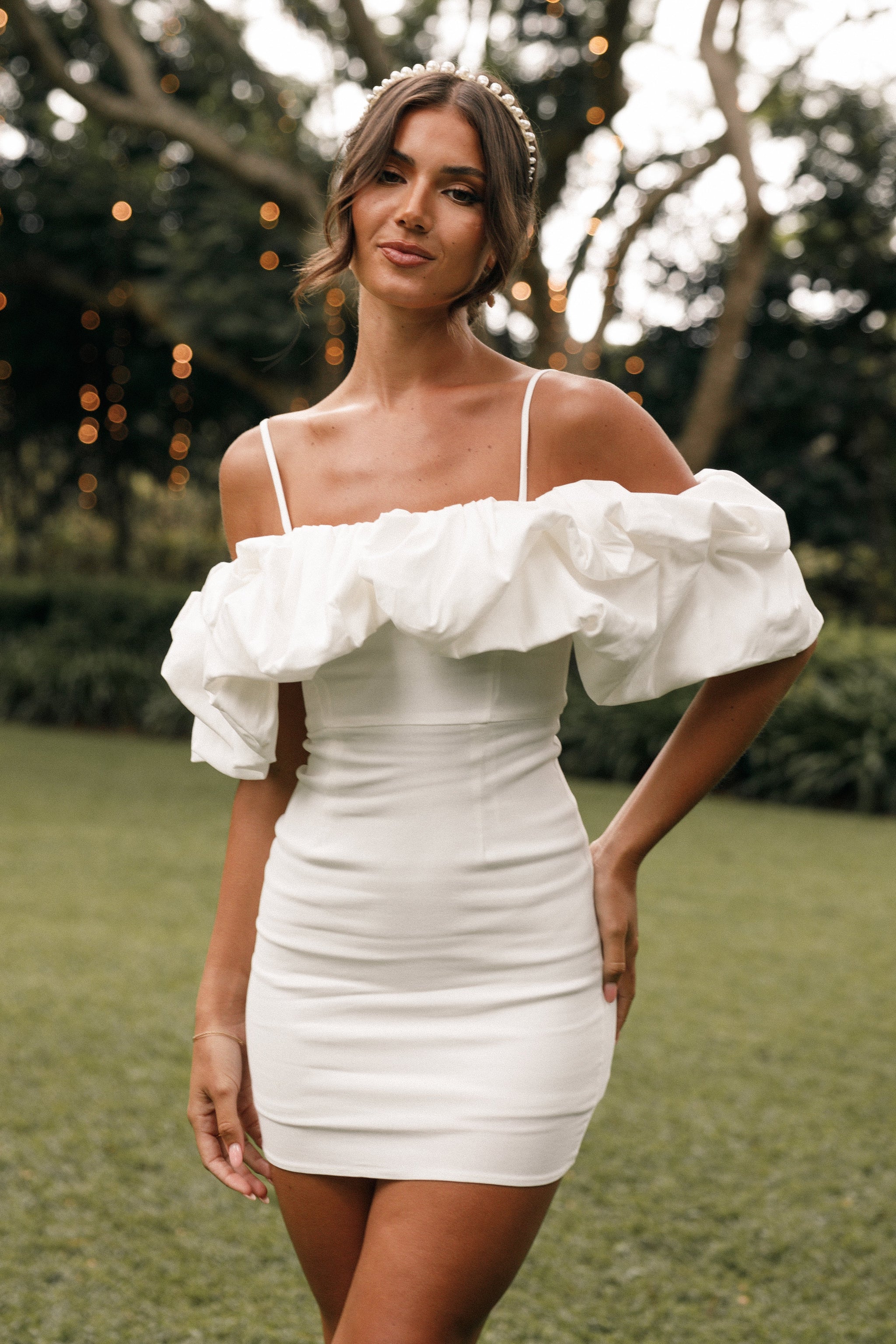 Sia Ruffle Mini Dress - White | Petal & Pup