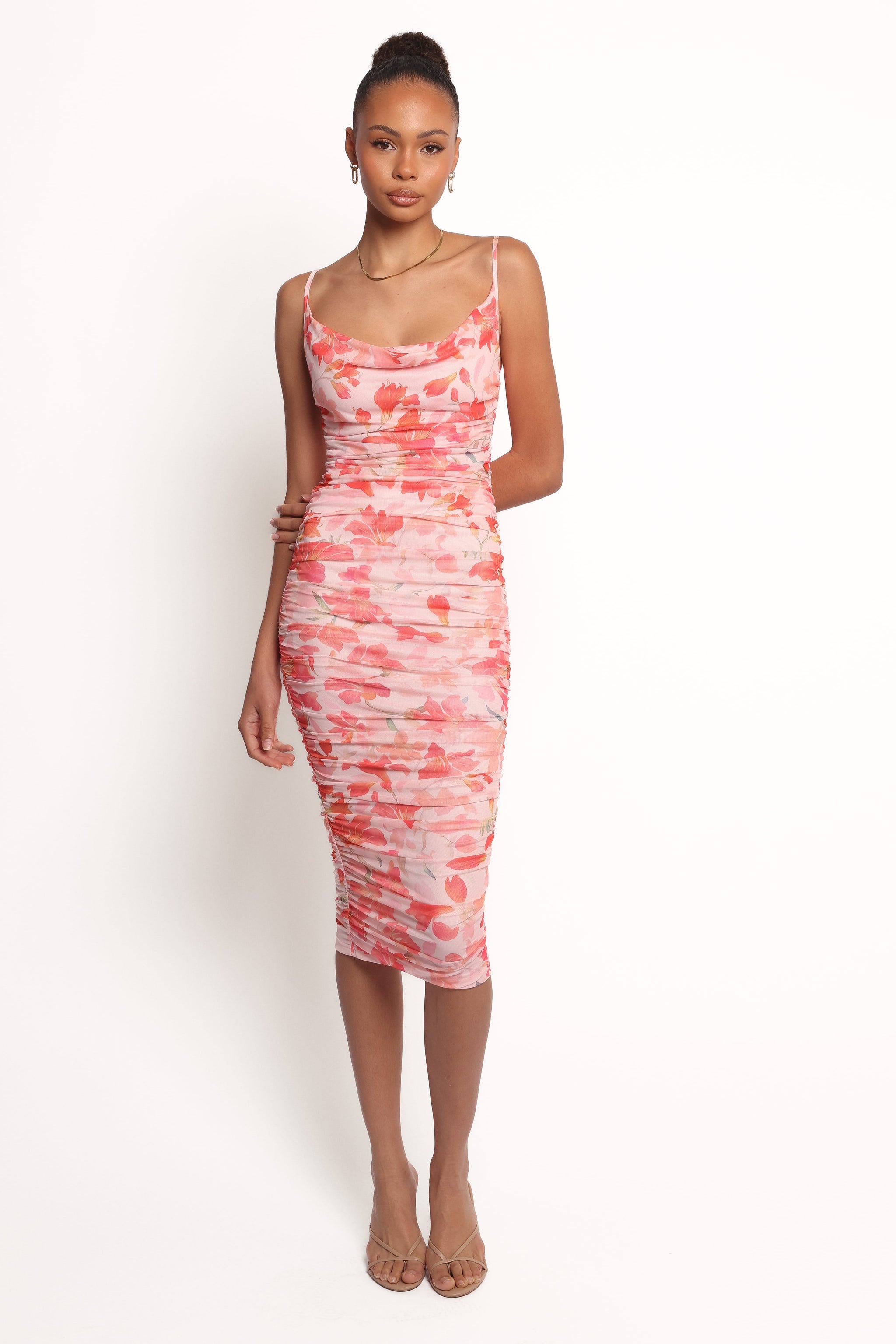 Tempest Midi Dress - Pink Floral | Petal & Pup