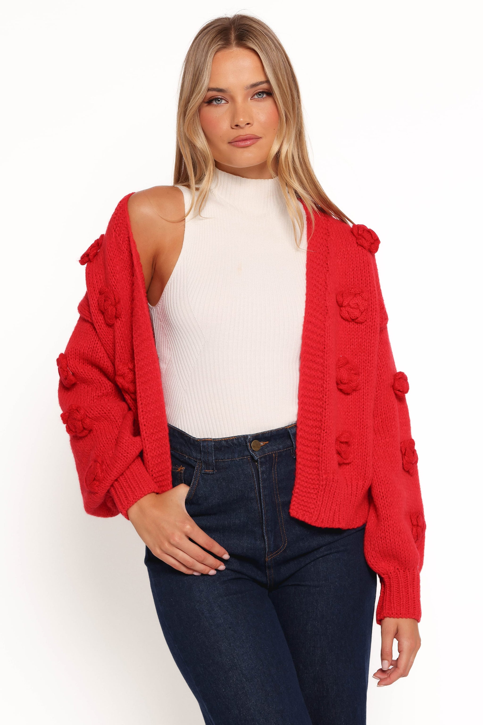 Doralee Rose Cardigan - Red | Petal & Pup