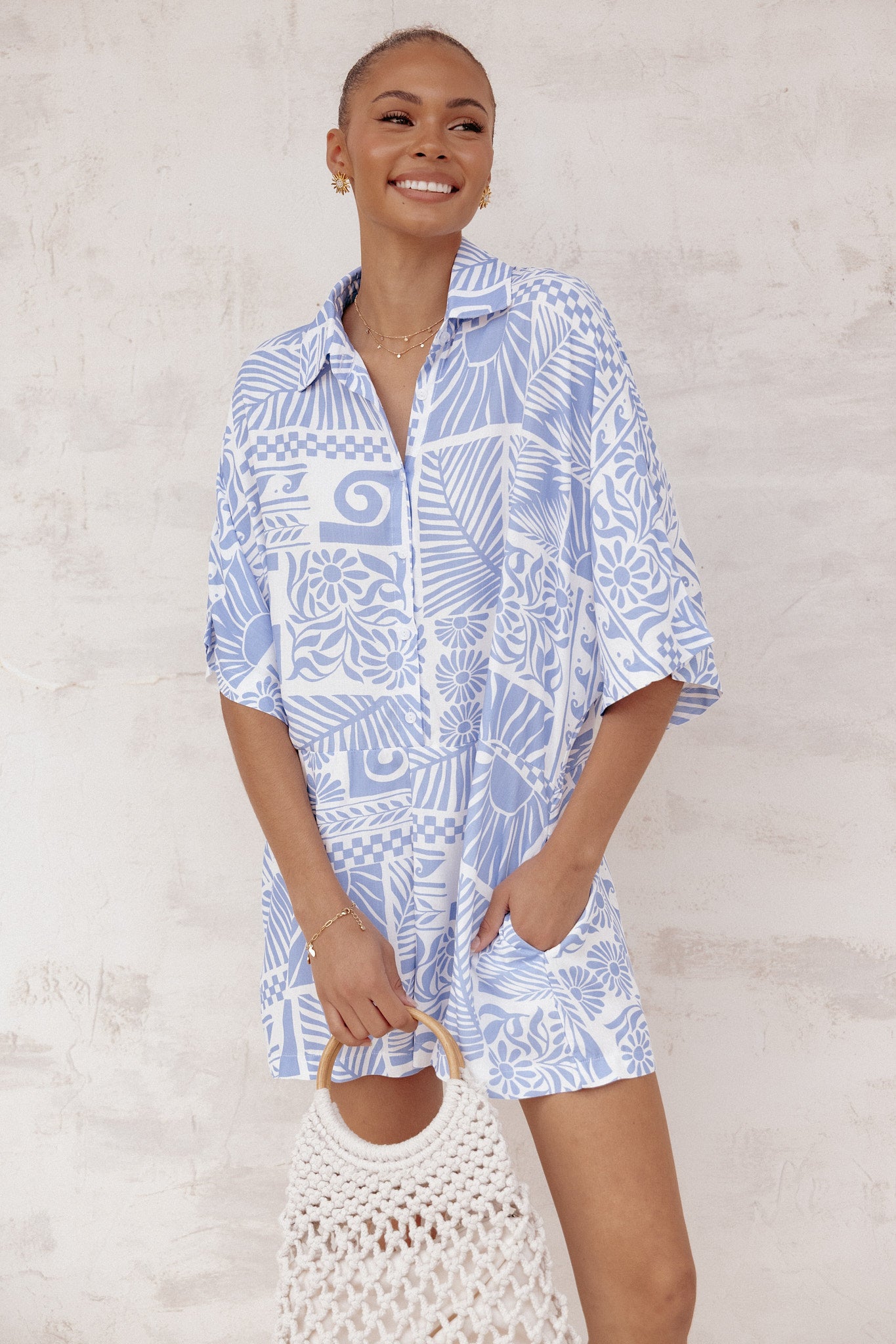 Ellisa Playsuit - Blue Floral | Petal & Pup