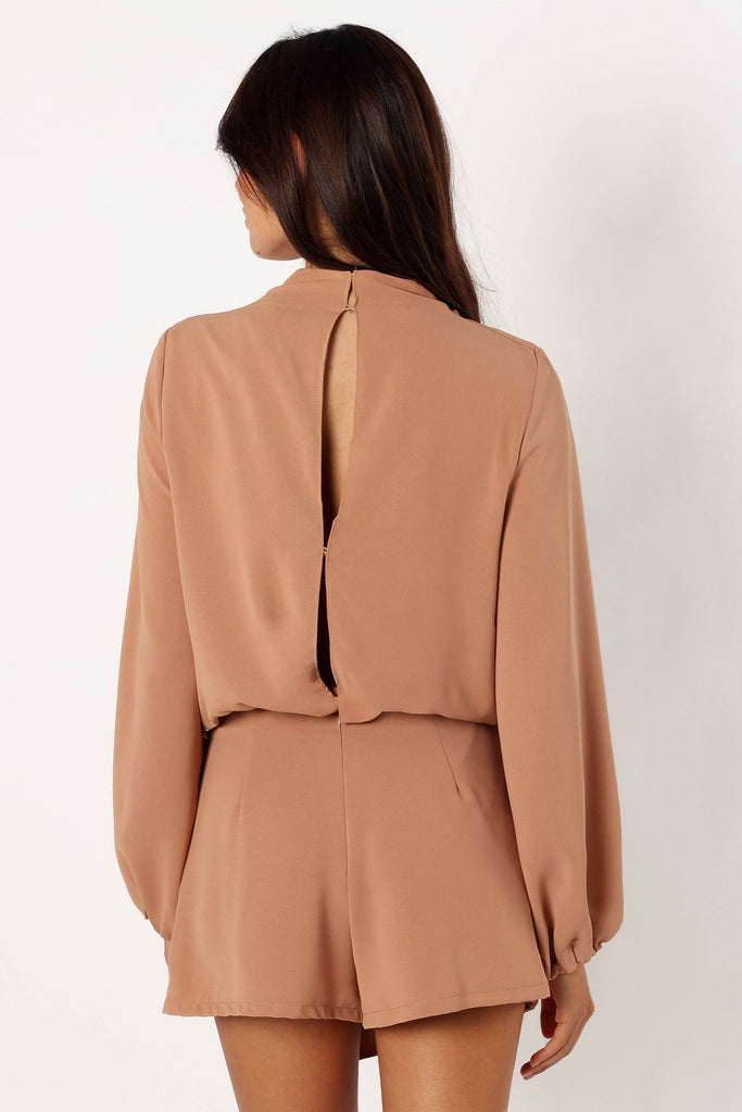 Galen Long Sleeve Romper - Mocha - Petal & Pup