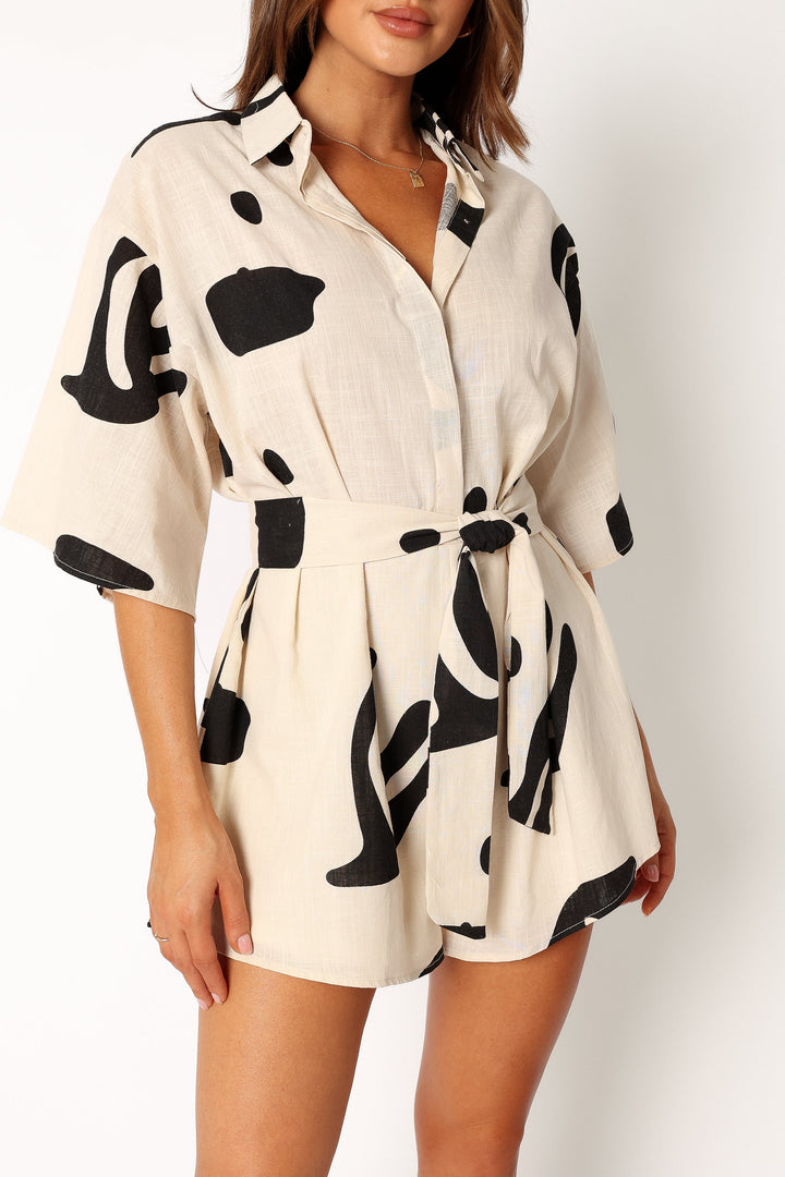 Kellie Playsuit - Beige Black - Petal & Pup