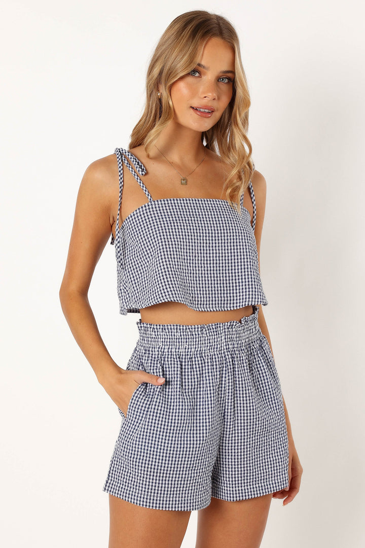 Callum Short Set - Navy Gingham - Petal & Pup