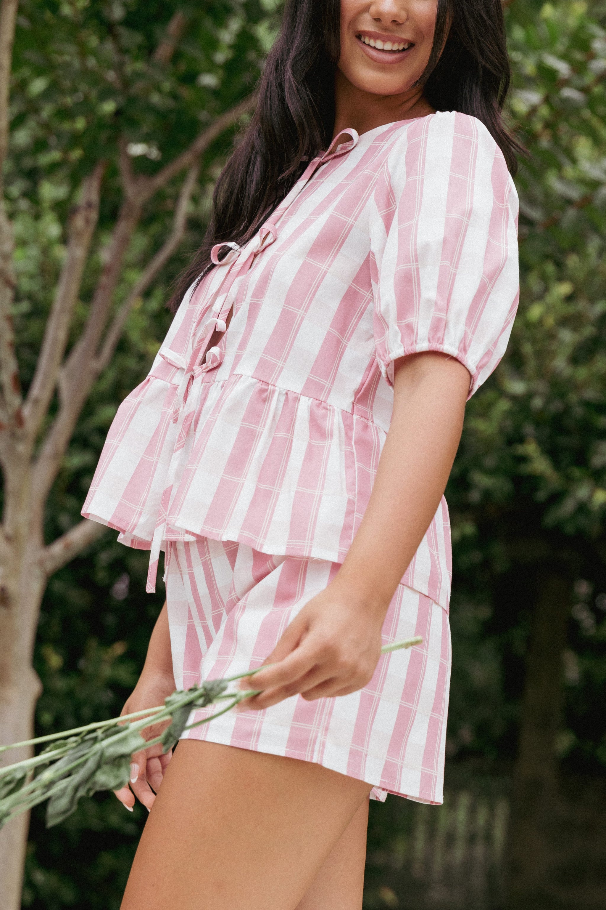 Deborah Short Set - Pink Gingham | Petal & Pup