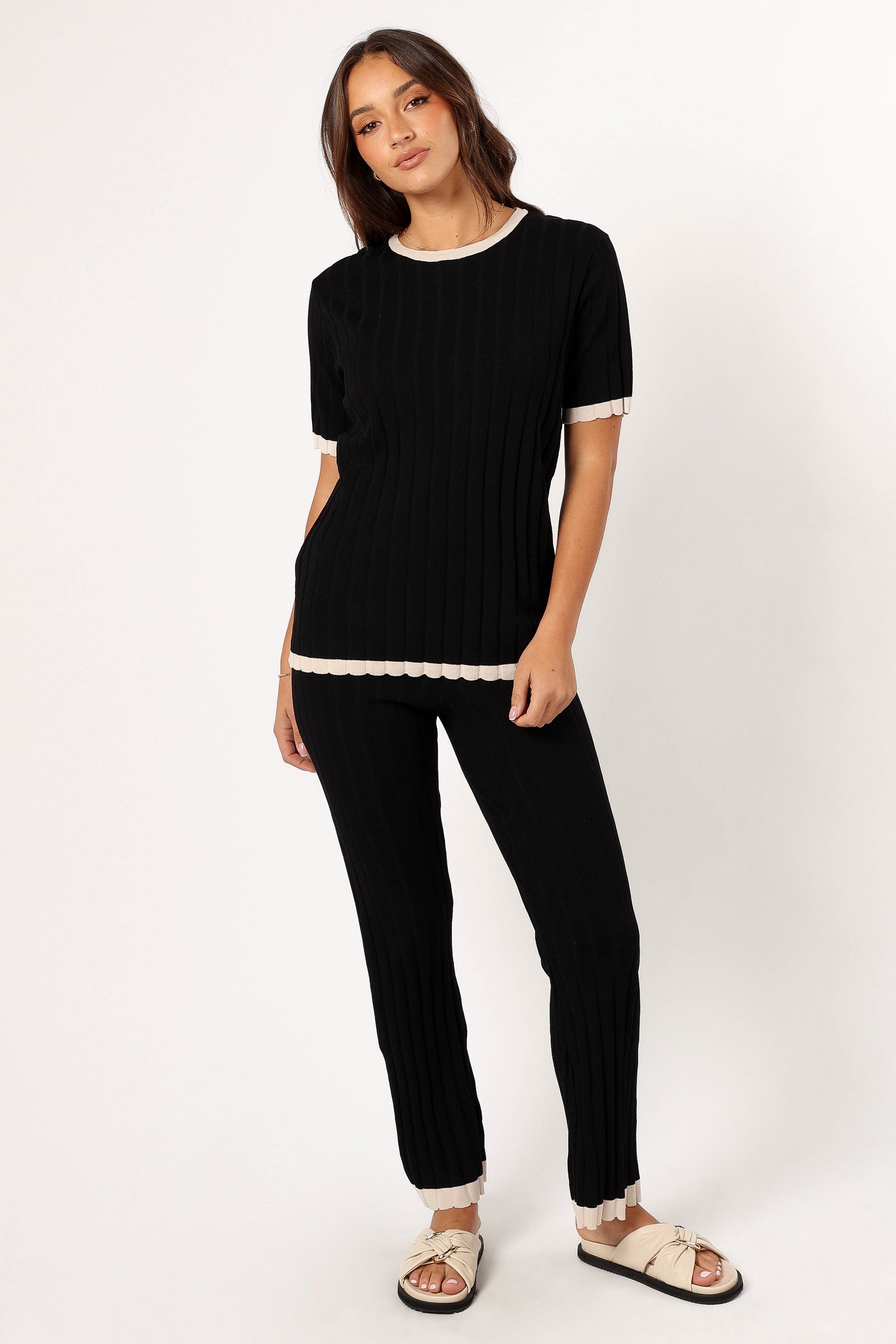 Henrie Knit Set - Black Beige | Petal & Pup