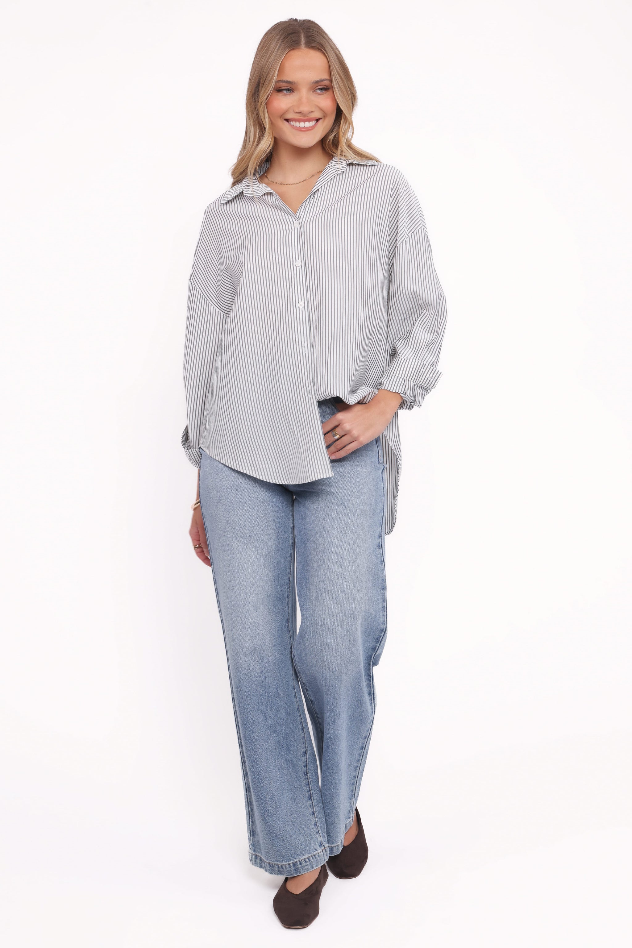 Edna Shirt - Charcoal Stripe | Petal & Pup