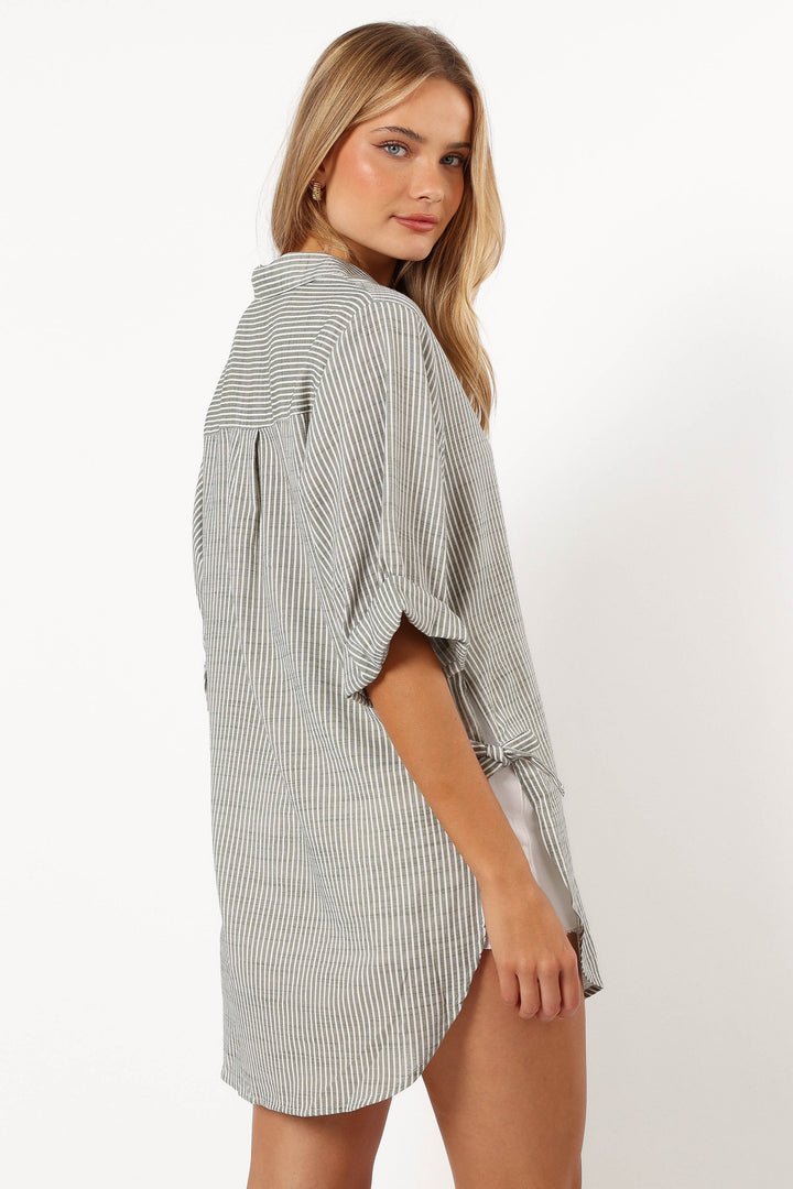 Wren Oversized Shirt - Olive - Petal & Pup