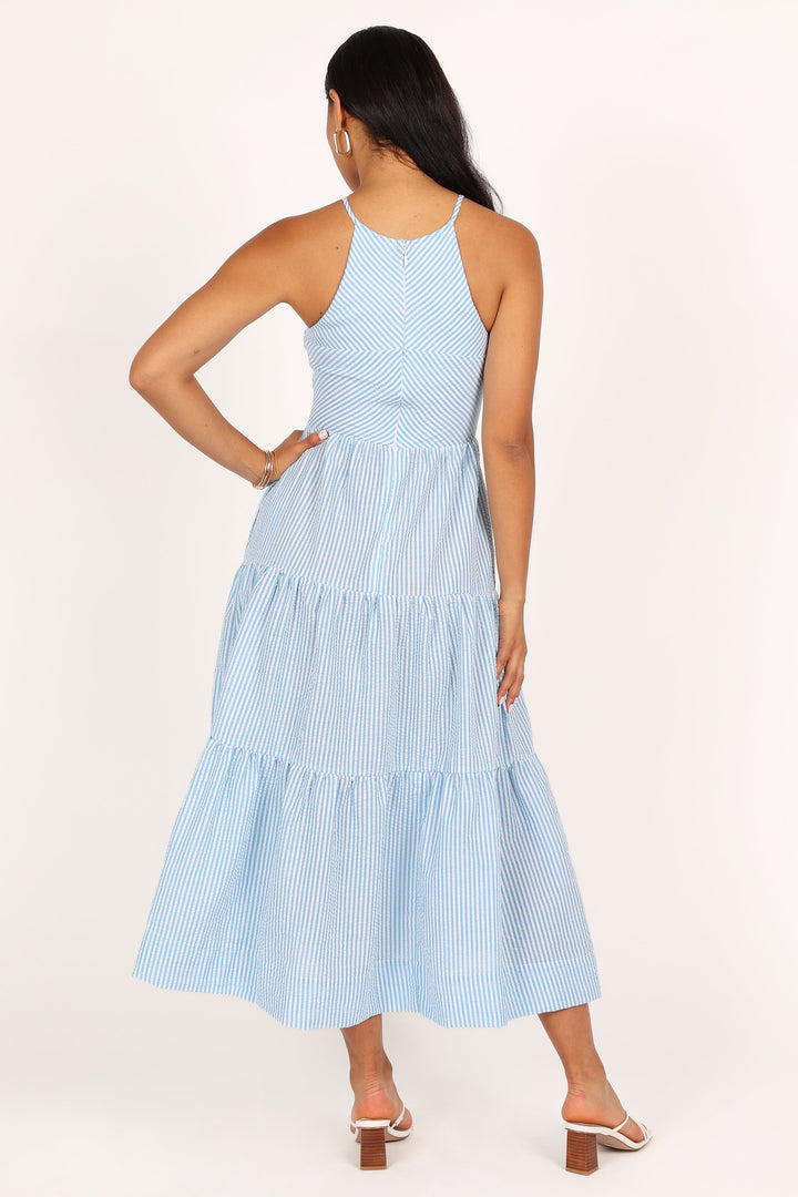 Caspian Tiered Maxi Dress - Blue Stripe - Petal & Pup