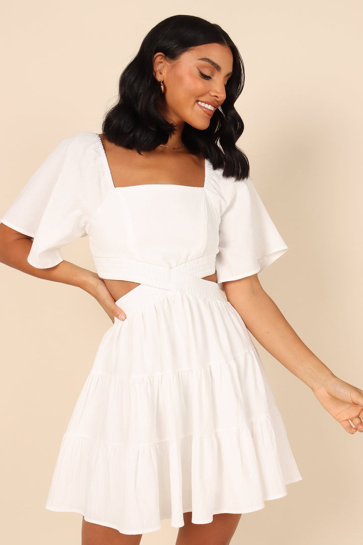 Jordyn Cut Out Mini Dress - White - Petal & Pup