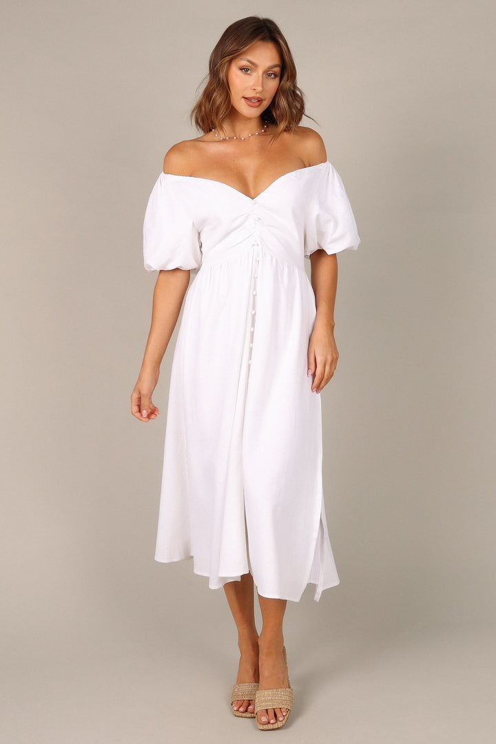 Percie Off Shoulder Dress - White - Petal & Pup